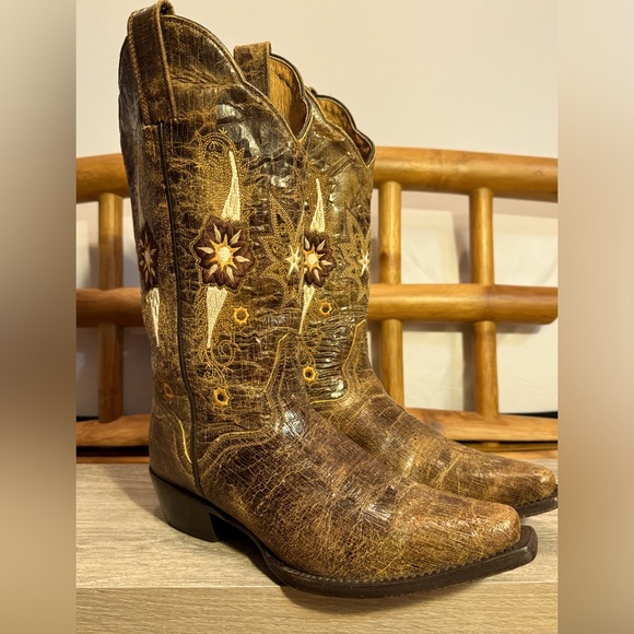 J.B. Dillon | Shoes | Womens Cowgirl Boots Jb Dillon Brown Distressed Leather Size 65b Western ...